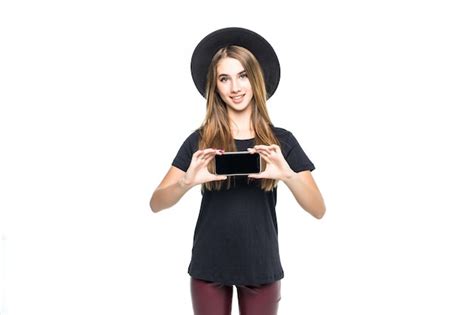 Menina Bonita Com Celular Isolado Em Um Fundo Branco Foto Gr Tis