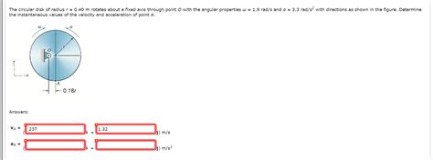 The Circular Disk Of Radius R 0 40 M Rotates About Chegg