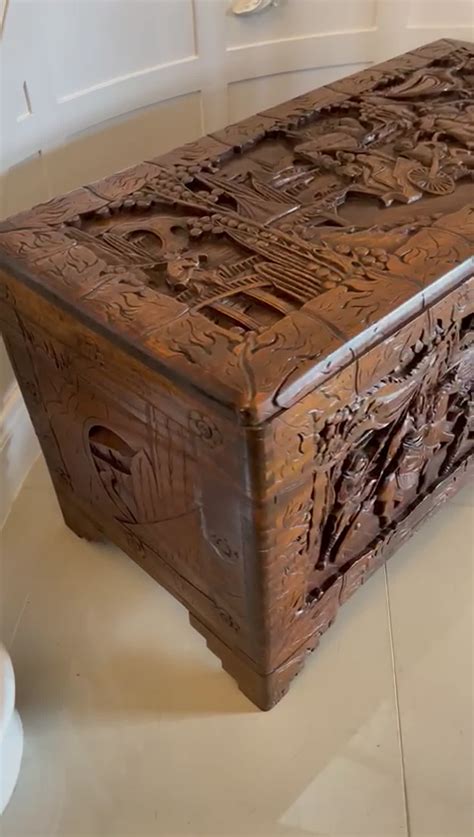 Outstanding Quality Antique Chinese Carved Camphor Wood Freestanding
