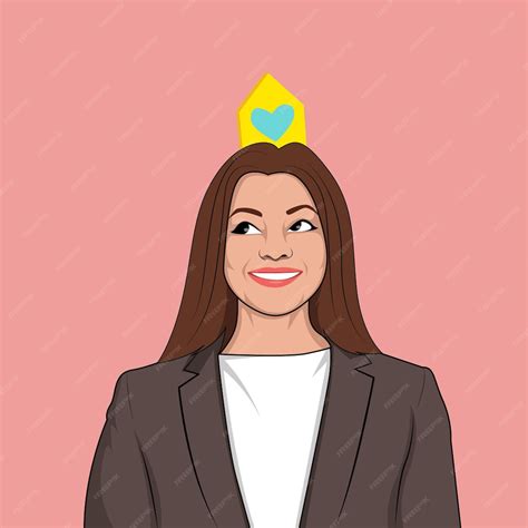 검은 양복 벡터 일러스트 레이 션에 머리에 아름 다운 여자 왕관 프리미엄 벡터