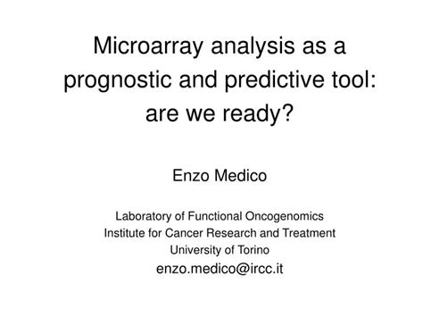 Ppt Microarray Analysis As A Prognostic And Predictive Tool