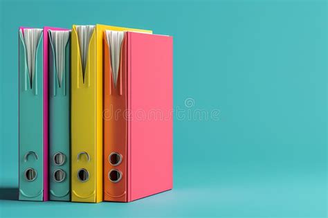 Document Files Or Folders In Business Concept In 3d Illustration Style On A Colorful Background