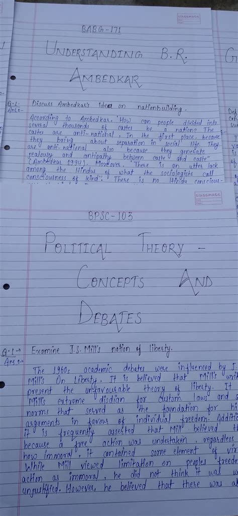 Handwritten Assignment Reference Notes Ignouplus