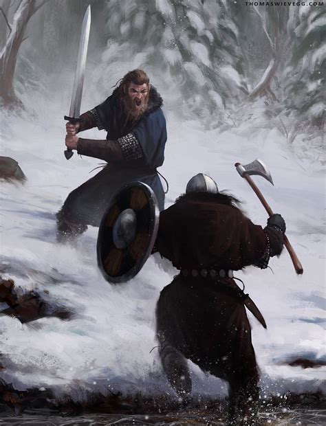Snow Battle By Thomaswievegg On Deviantart Viking Art Viking Battle