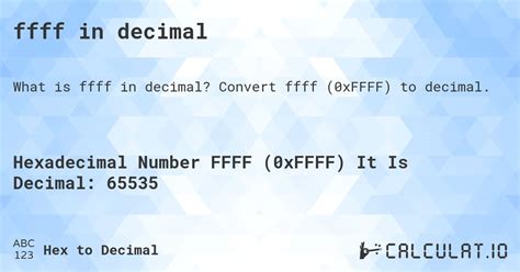 Ffff In Decimal Calculatio
