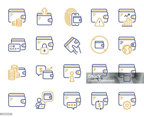 Walletliniensymbole Geldüberweisung Kreditkartenzahlung Symbole Zum