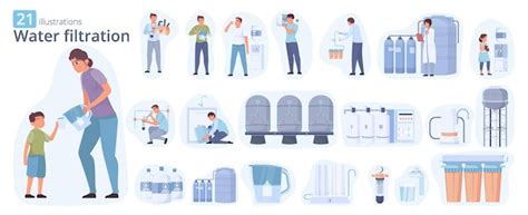 Collection Dicônes De Purification De Leau Vecteur Gratuite