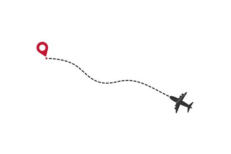 Premium Vector Plane With Destination Gps Pin Icon Travel Airplane