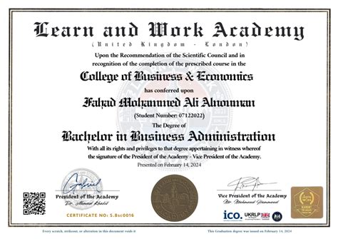 Academic Program Certificates Learn And Work Academy