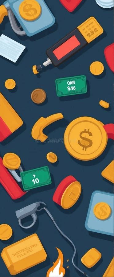 Vertical Illustration Featuring Elements Related To Fuel And Gasoline