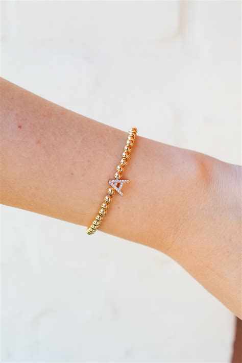 Initial Beaded Stretch Bracelet Frock Candy