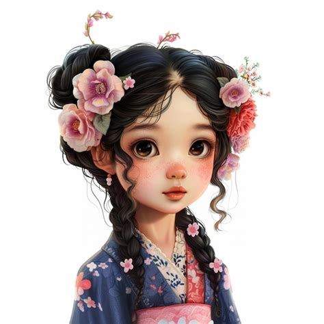 There Is A Girl With A Flower In Her Hair Generative Ai Premium Ai
