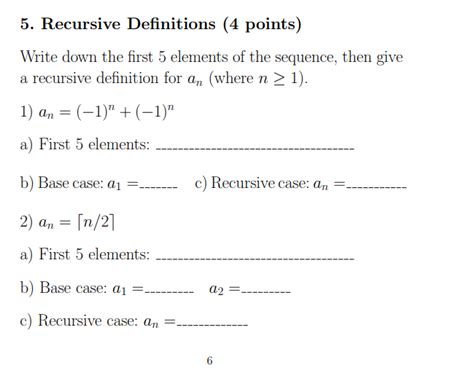 Solved Recursive Definitions Points Write Down The Chegg