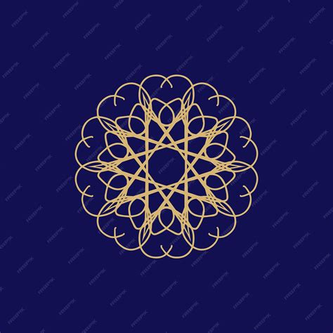 Logotipo Abstracto De Mandala Floral Dorado Y Azul Marino Adecuado Para