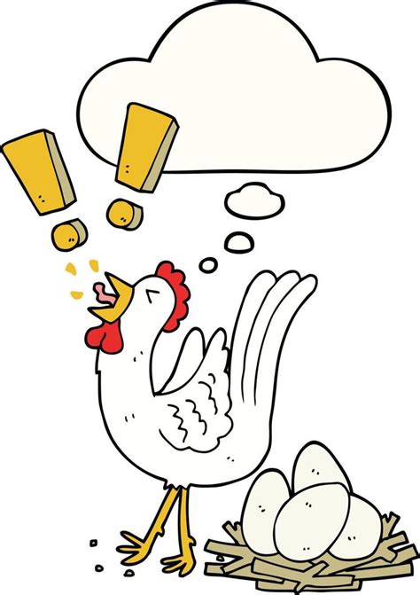 Cartoon Chicken Laying Egg And Thought Bubble 9859285 Vector Art At