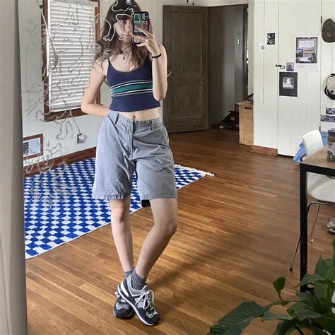 Grey Cargo Shorts Description Grey Baggy Depop