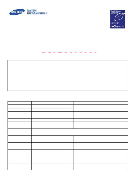 Cl10a106mq8nnnc Datasheet 1 2 Pages Samsung Multi Layer Ceramic Capacitor