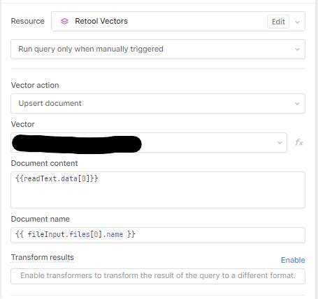 Retool Vector Customize Document Chunking Feature Requests