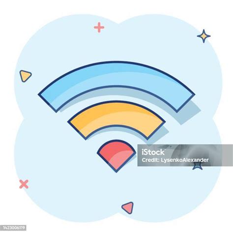 만화 스타일의 와이파이 인터넷 아이콘 Wifi 무선 기술 벡터 만화 일러스트 픽토그램 네트워크 와이파이 비즈니스 컨셉 스플래시