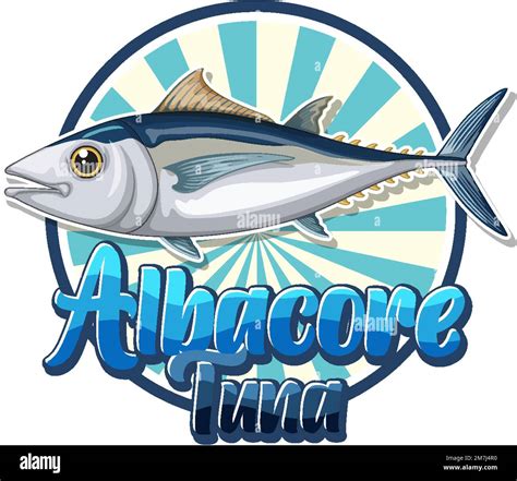 Albacore Tuna Logo With Carton Character Illustration Stock Vector