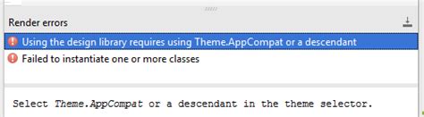 Android Using Design Library Requires Using Themeappcompat Stack Overflow