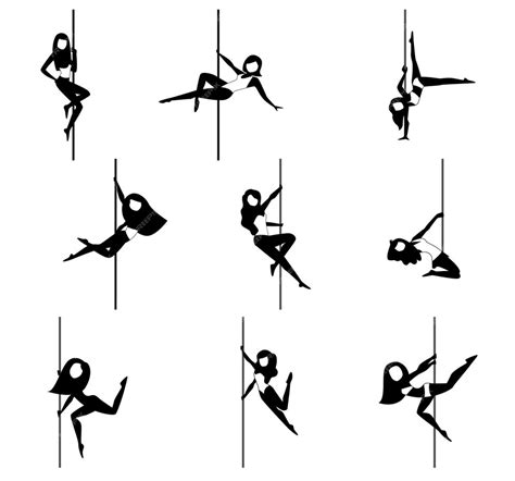 Premium Vector Pole Dance Silhouettes