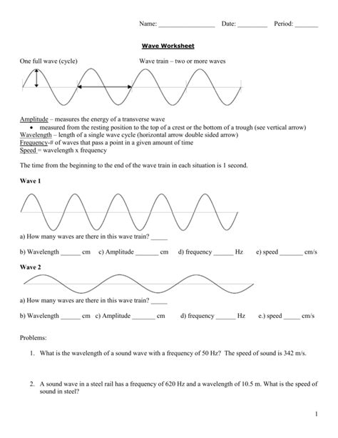 Physical Science Waves Worksheet Answers