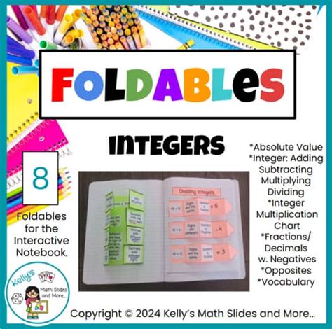 7th Grade Integers 8 Math Foldables For The Interactive Notebook