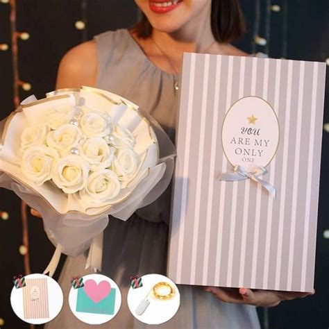 Fleur De Savon Rose Avec Boîte À Cadeau Savon Fleur Rose Pur Bouquet
