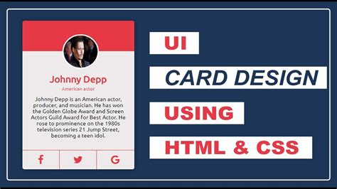 Ui Card Design Using Html And Css Card Design Css Card Design Pure Css Card Design Youtube
