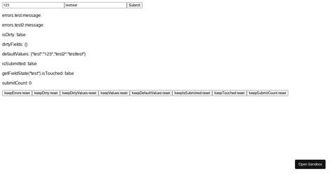 React Hook Form Reset Codesandbox