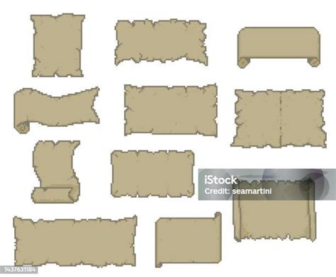 Pixel Game Manuscript Ribbon Scrolls Game Assets向量圖形及更多格仔化圖片 格仔化 像素畫