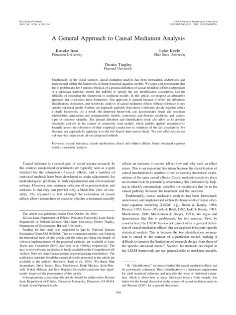 Pdf A General Approach To Causal Mediation Analysis