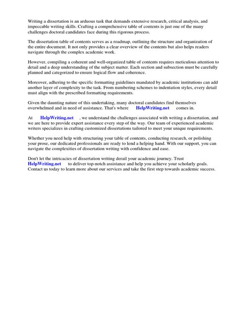Dissertation Table Of Contents Pdf Thesis Apa Style