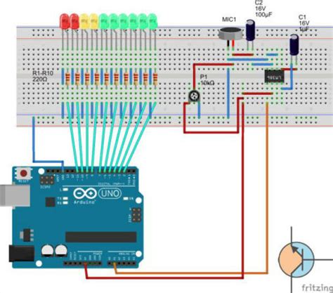 Arduino VU Meter 10 LED Tranzystor Pl Vortal Elektroniczny