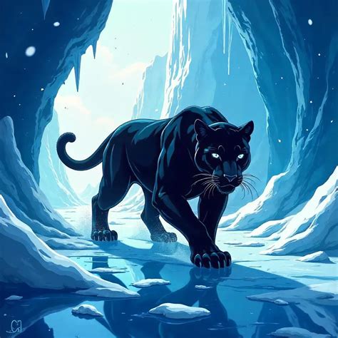 Ice Cavern Panther In Anime Style Chatbotsplace