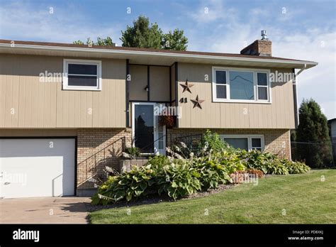 Residential House Exterior In Middle Class Neighborhood Mt Usa Stock