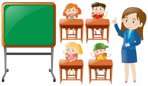 Profesor Y Alumnos En Clase 414686 Vector En Vecteezy