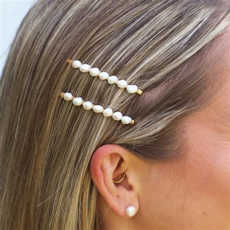 Alyssa Freshwater Pearl Silver Hair Slide Short Kiri And Belle Wolf And Badger