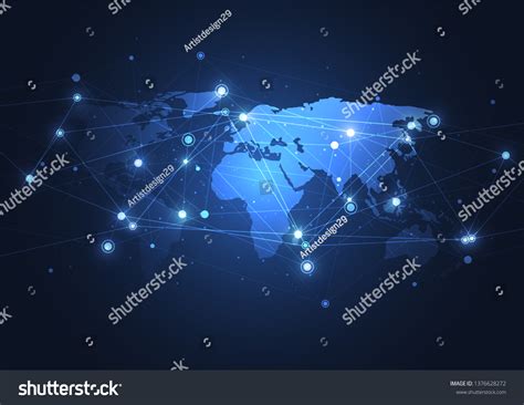 Global Network Connection World Map Point Vector De Stock Libre De Regalías 1376628272