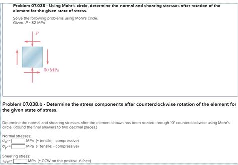 solved problem 07 038 using mohr s circle determine the