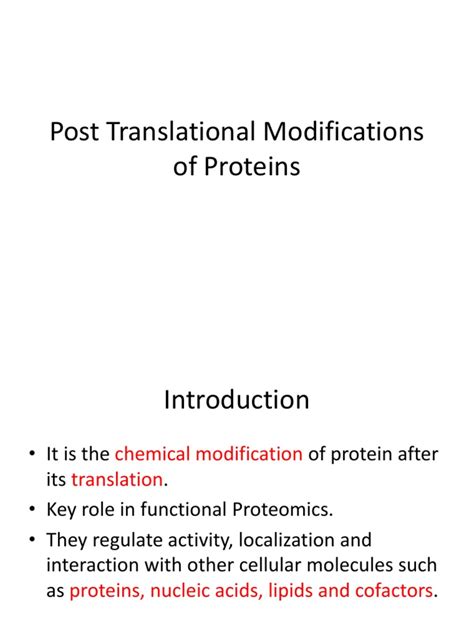 Post Translational Modification Of Proteins Pdf Phosphorylation