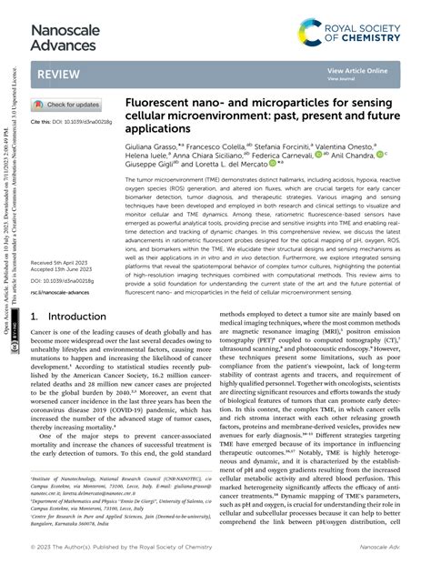 Pdf Fluorescent Nano And Microparticles For Sensing Cellular