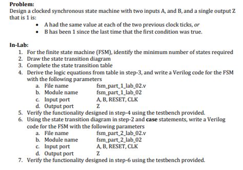 Solved Problem Design A Clocked Synchronous State Machine Chegg