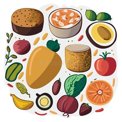 Hand Drawn Food Elements Vector Graphics Stock Illustration