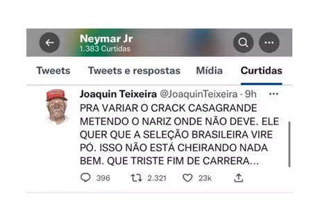 Neymar curte postagem que debocha de dependência química de Casagrande