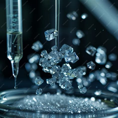 Lab Experiment Showing Crystallization Process With Clear Crystals