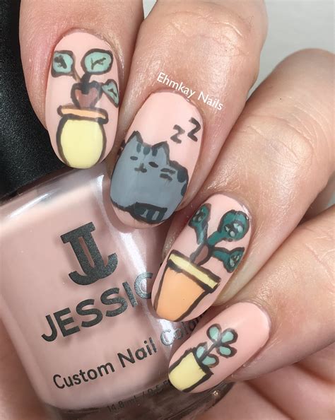 Ehmkay Nails Pusheen Calendar Series Pusheen Napping With Plants