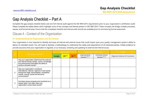 Iso 9001 2015 Gap Analysis Checklist Samplepdf