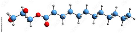 3d Image Of Glycerol Monolaurate Skeletal Formula Molecular Chemical